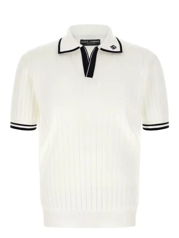 Dolce & Gabbana Dolce Gabbana Costa Ribbed Knit Polo Shirt - No