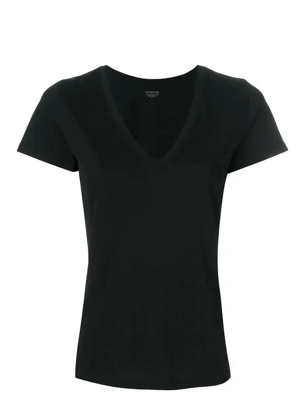Vince Classic V-neck Short-sleeved T-shirt - Black