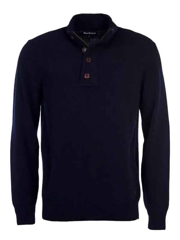 Barbour High-neck Half Buttoned Knit Jumper - Black