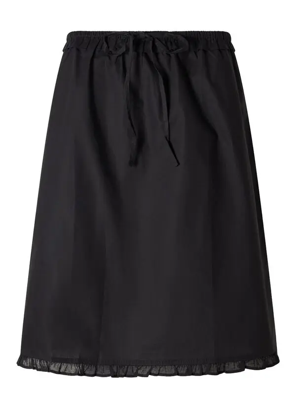 DEIJI STUDIOS One Frill Organic Cotton-poplin Knee-length Skirt - Black