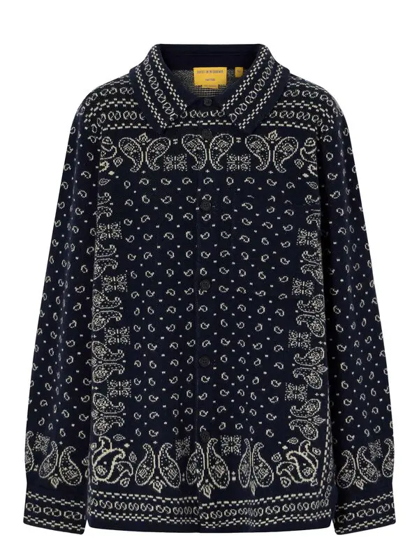 Guest In Residence Intarsia Cashmere Cardigan - Navy