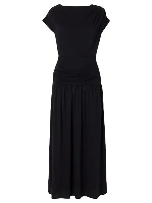 LA LIGNE Milla Draped Cotton-blend Jersey Maxi Dress - Black
