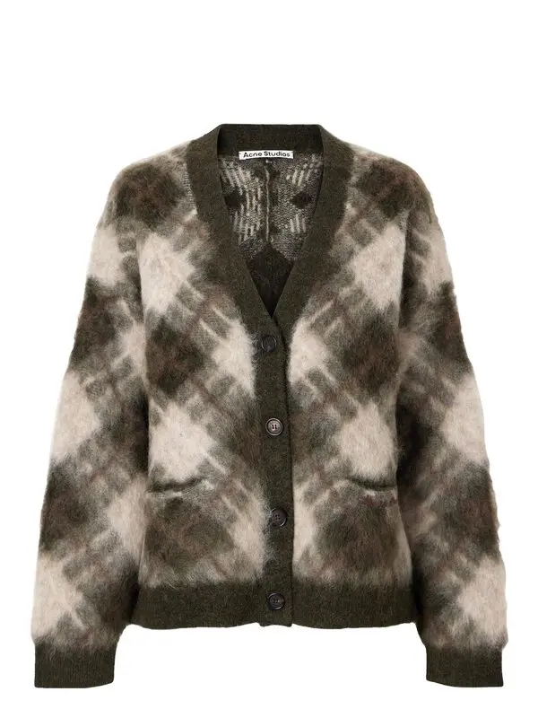 Acne Studios Katch Intarsia Mohair Wool-blend Cardigan - Neutrals