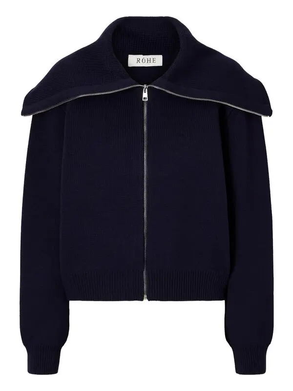 RÓHE Wool-blend Zip-up Cardigan - Blue