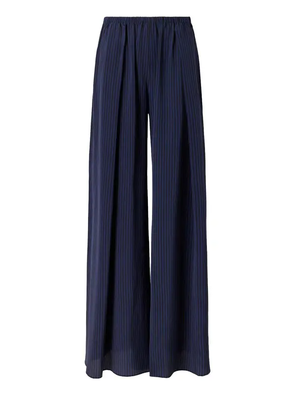 LA LIGNE Striped Silk-satin Wide-leg Pants - Blue