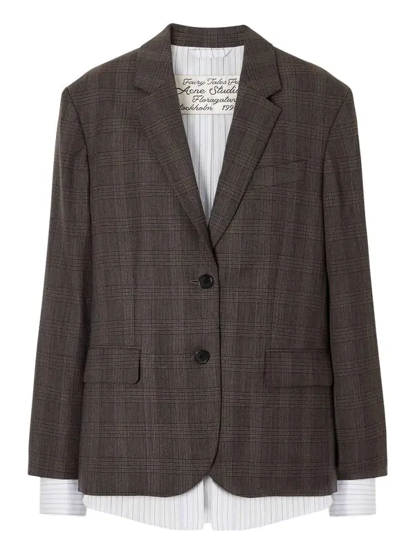 Acne Studios Layered Checked Wool-blend Blazer - Brown
