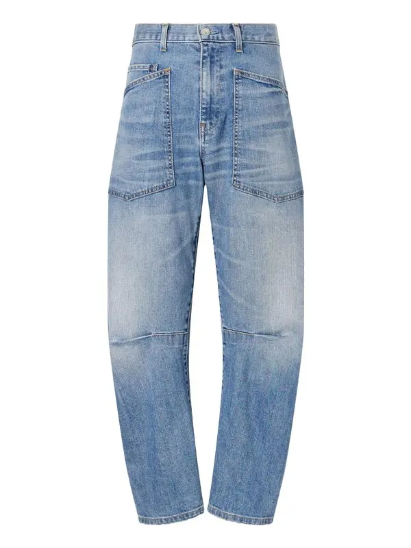 NILI LOTAN Shon Boyfriend Tapered Jeans - Dark Denim