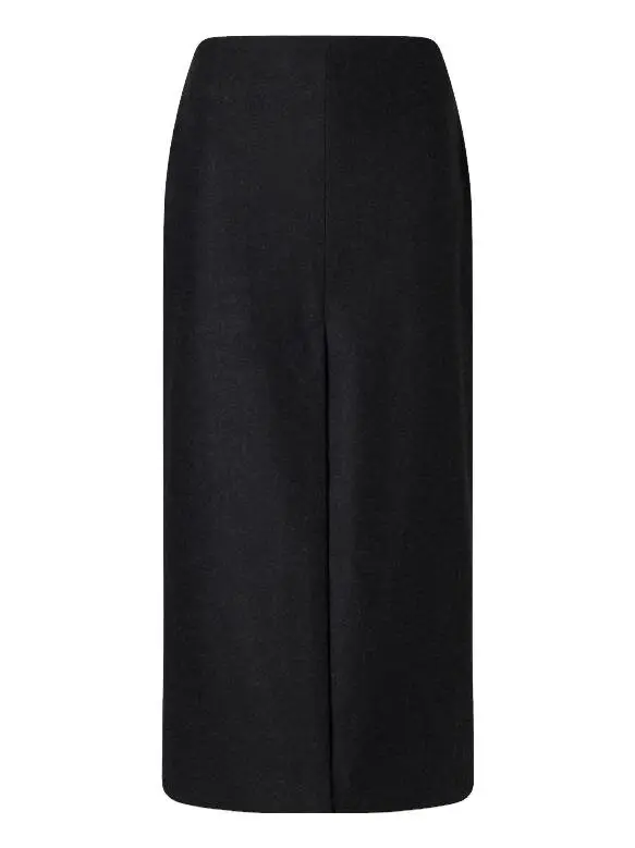 NILI LOTAN Mariha Wool-twill Midi Skirt - Black