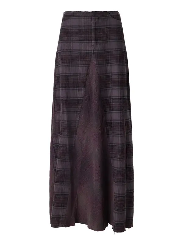 Our Legacy Rebel Checked Cotton-flannel Maxi Skirt - Purple
