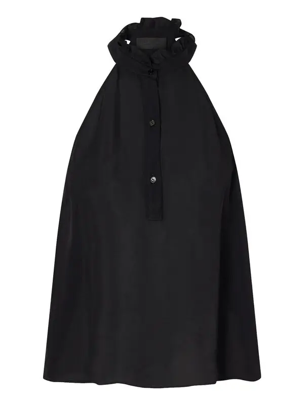 NILI LOTAN Daniella Halter Silk-georgette Blouse - Black