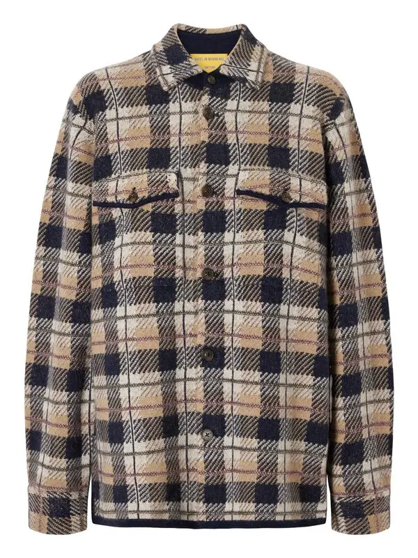 Guest In Residence Checked Cashmere Cardigan - Brown