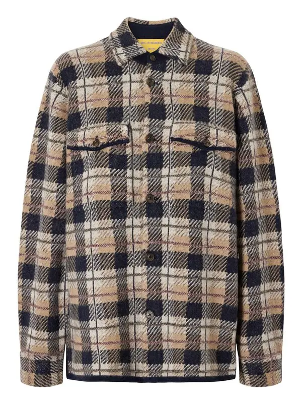Guest In Residence Checked Cashmere Cardigan - Camel