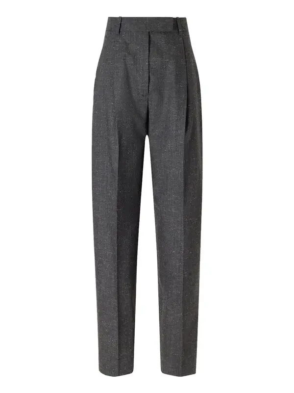 RÓHE Daria Pleated Wool-blend Tapered Pants - Gray