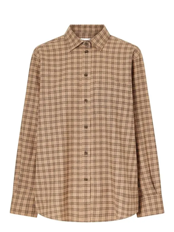 RÓHE Checked Wool-blend Shirt - Brown