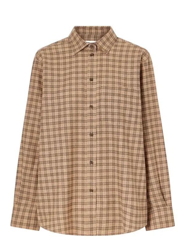 RÓHE Checked Wool-blend Shirt - Brown