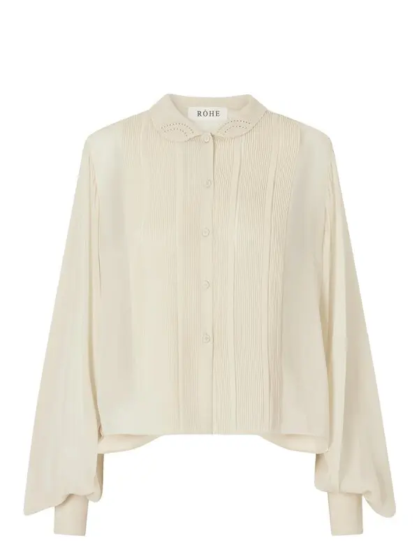 RÓHE Romantic Pintucked Silk-crepe De Chine Blouse - Neutrals