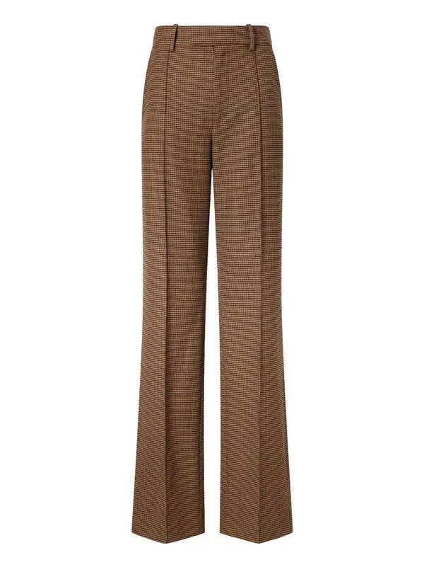 NILI LOTAN Etoile Pleated Straight-leg Wool Pants - Brown