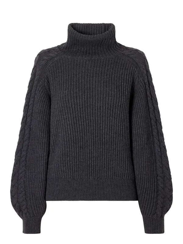 JOSEPH Alodina Ribbed Wool Turtleneck Sweater - Charcoal