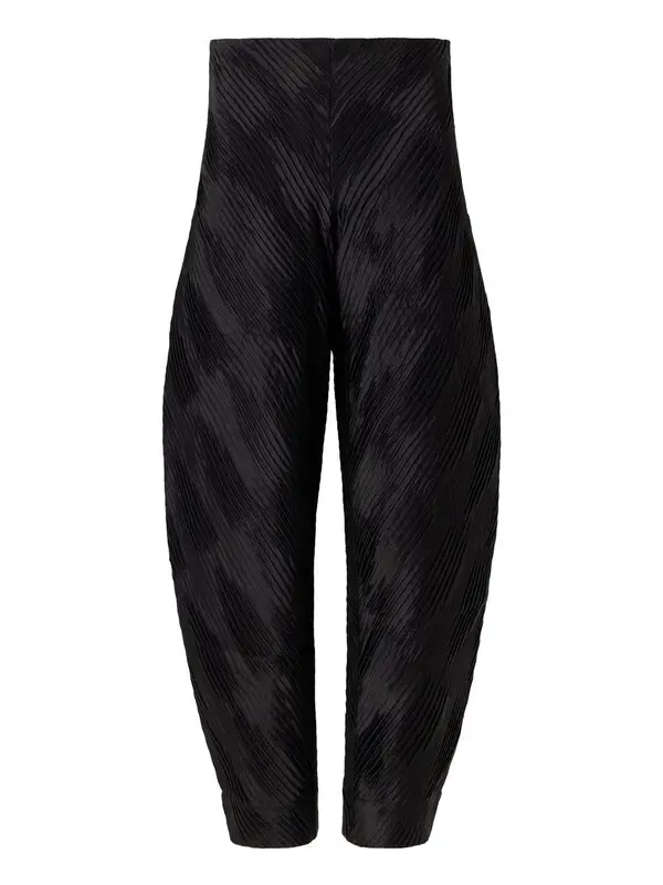 RÓHE Plissé Satin Tapered Pants - Black