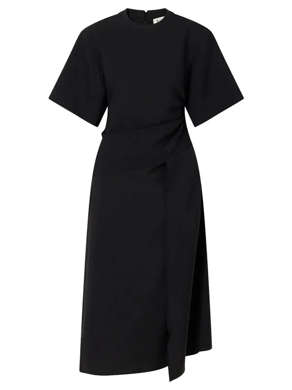 RÓHE Gathered Crepe Midi Dress - Black