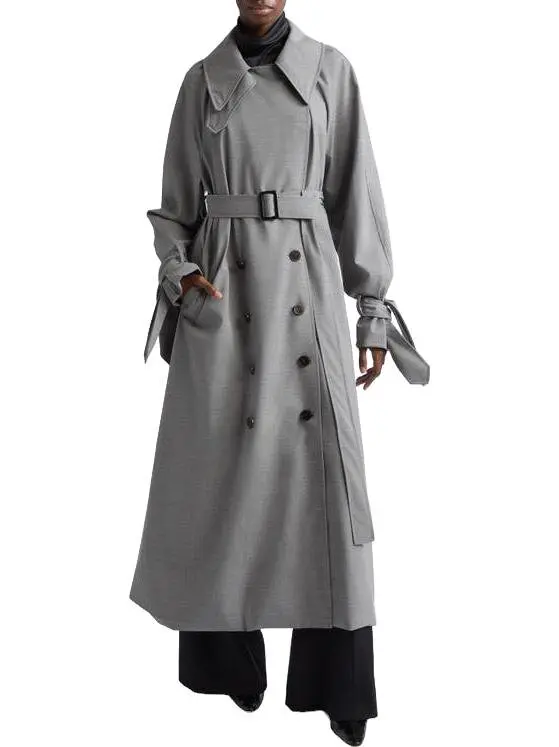 HEIRLOME Sidney Virgin Wool Blend Trench Coat - Grey