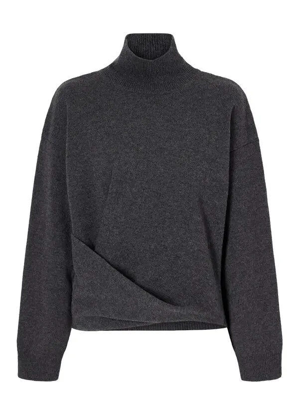 RÓHE Asymmetric Wool And Cashmere-blend Turtleneck Sweater - Gray