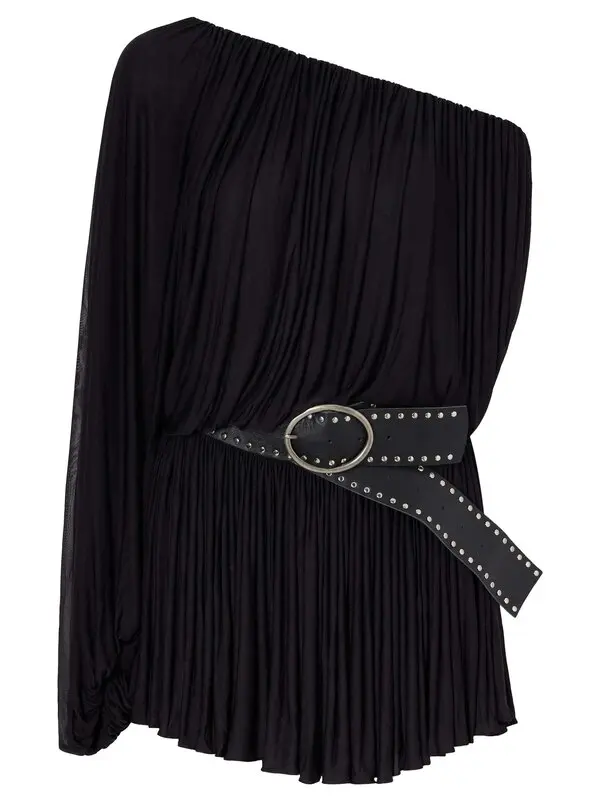 Christopher Esber Bayamo Belted One-shoulder Mesh Mini Dress - Black