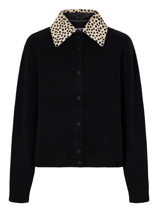 RÓHE Calf Hair-trimmed Wool-blend Cardigan - Black