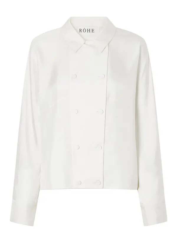 RÓHE Double-breasted Silk-satin Blouse - Neutrals