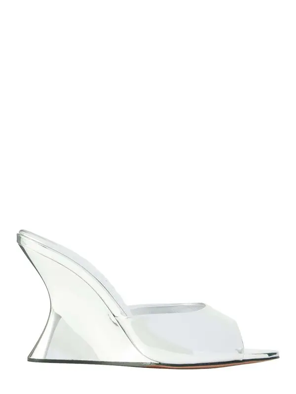 AQUAZZURA Bisous 95 Metallic Leather Wedge Sandals - Silver