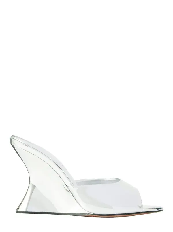 AQUAZZURA Bisous 95 Metallic Leather Wedge Sandals - Silver