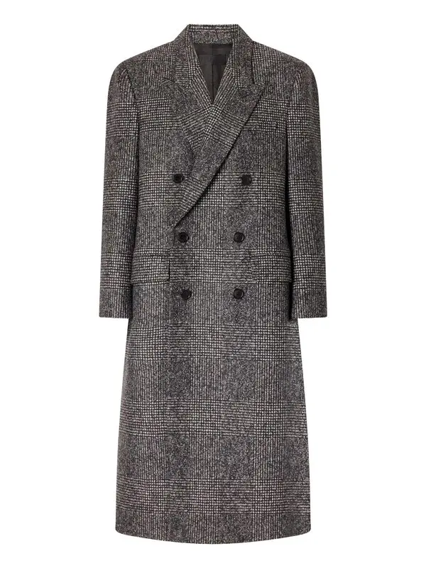 NILI LOTAN Edmond Double-breasted Checked Wool-blend Long Coat - Gray