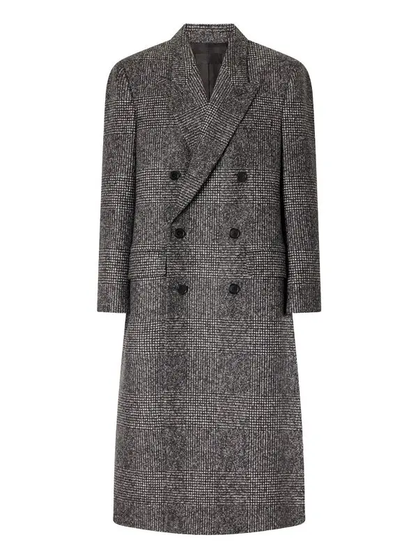 NILI LOTAN Edmond Double-breasted Checked Wool-blend Long Coat - Gray