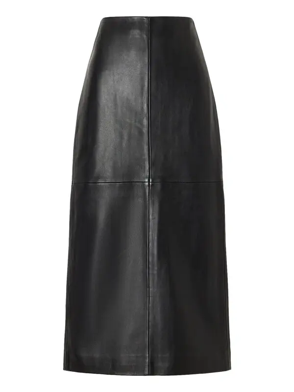 RÓHE Paneled Leather Midi Skirt - Black