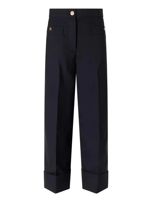 Thom Browne Virgin Wool-twill Straight-leg Cropped Pants - Navy