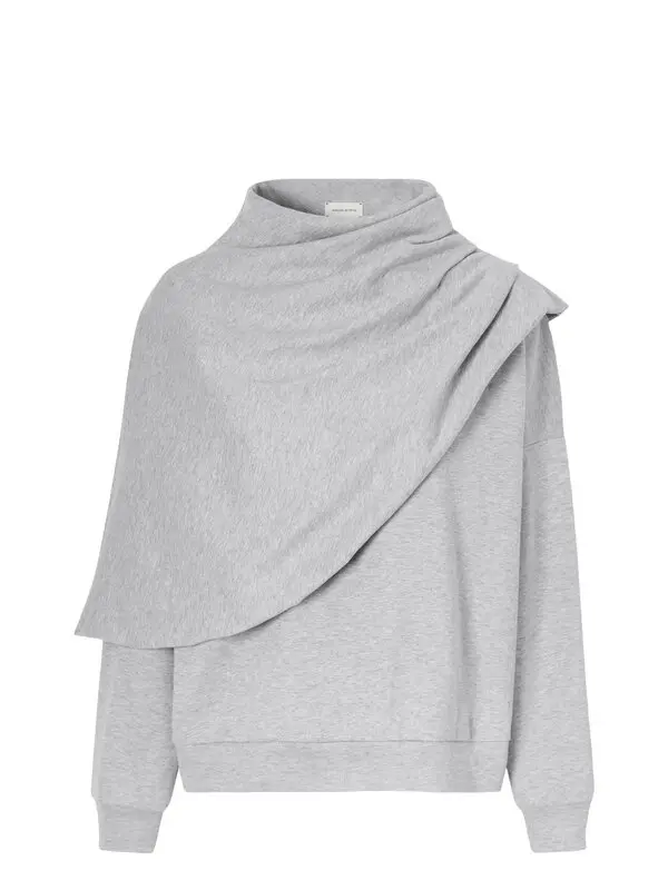 Magda Butrym Cape-effect Draped Cotton-blend Jersey Sweatshirt - Gray
