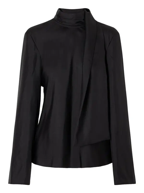 RÓHE Tie-detailed Silk-satin Blouse - Black