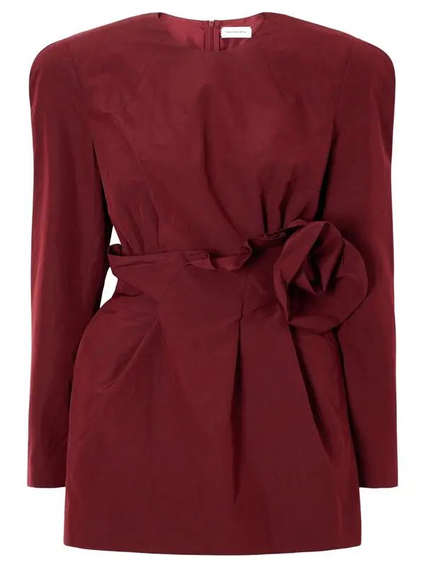 Magda Butrym Floral-appliquéd Cotton And Silk-blend Mini Dress - Burgundy