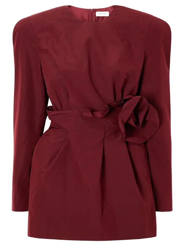 Magda Butrym Floral-appliquéd Cotton And Silk-blend Mini Dress - Burgundy