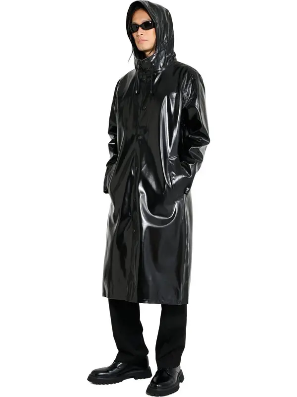 Stutterheim Stockholm Long Opal Raincoat - Black