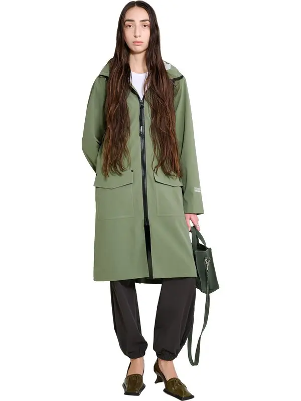 Stutterheim Stockholm Long Patch Raincoat - Dry Green