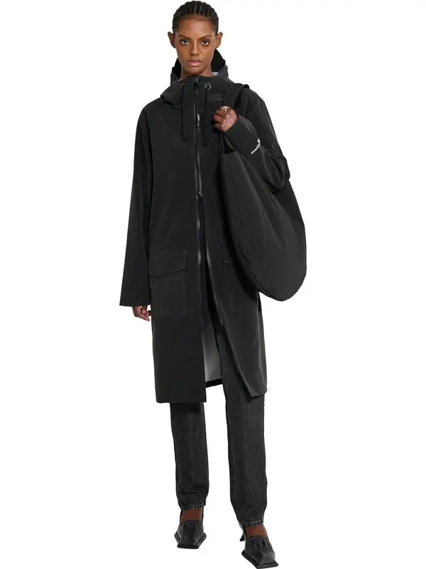 Stutterheim Stockholm Long Patch Raincoat - Black