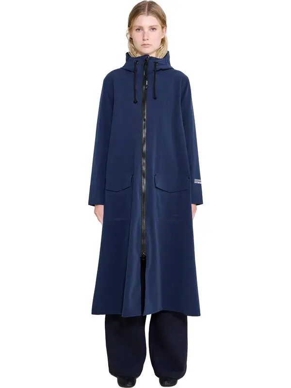 Stutterheim Mosebacke Long Patch Raincoat - Navy