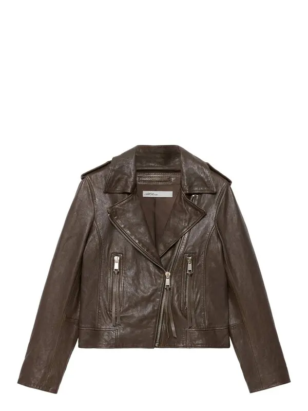 ALLSAINTS Errie Leather Biker Jacket - Brown