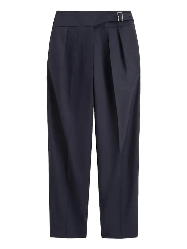 Cos Cummerbund-waist Barrel-leg Pants - Navy