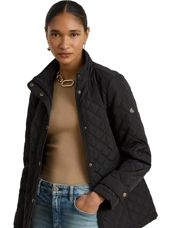 Ralph Lauren Diamond-quilted Mockneck Jacket - Black