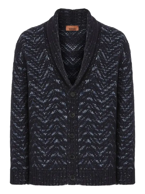 Missoni Buttoned Cardigan With Chevron Pattern - Blue