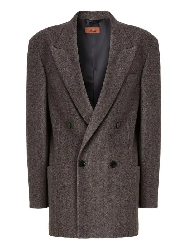 Missoni S Long Jacket In Cashmere Blend - Brown