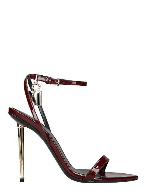 TOM FORD Padlock 105 Leather Heeled Sandals - Red/dark