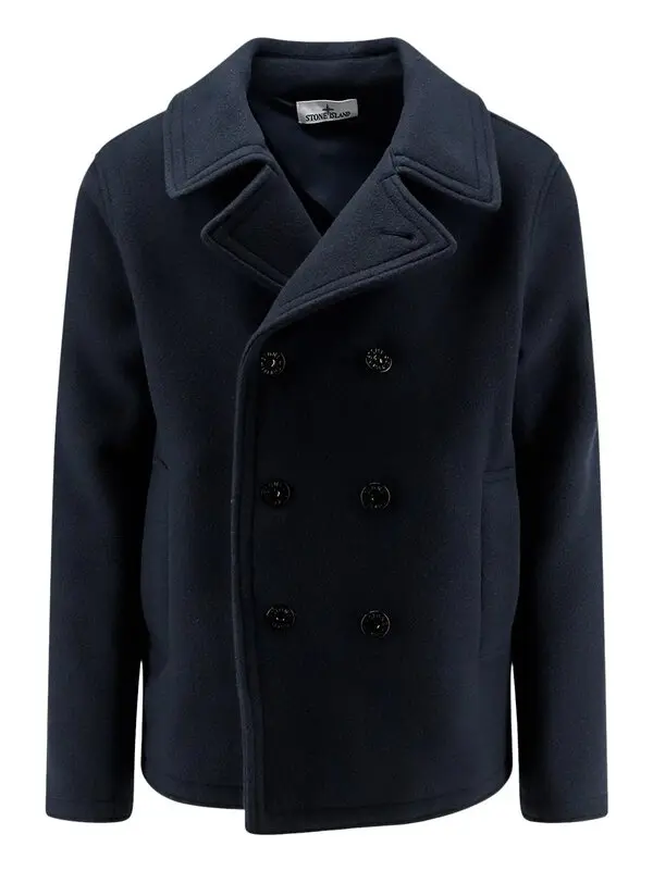 Stone Island Wool Blend Coat - Blue